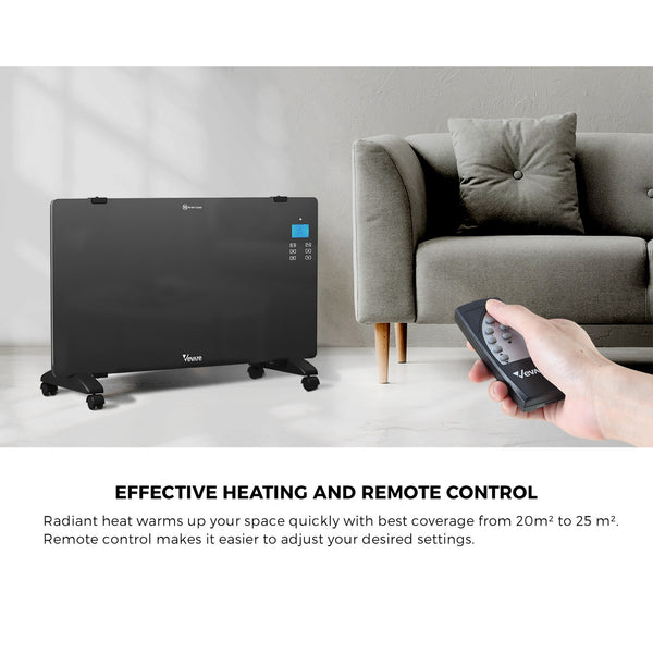 Vevare 2000W Electric Glass Panel Heater Wall Mounted – Oikos Outlet